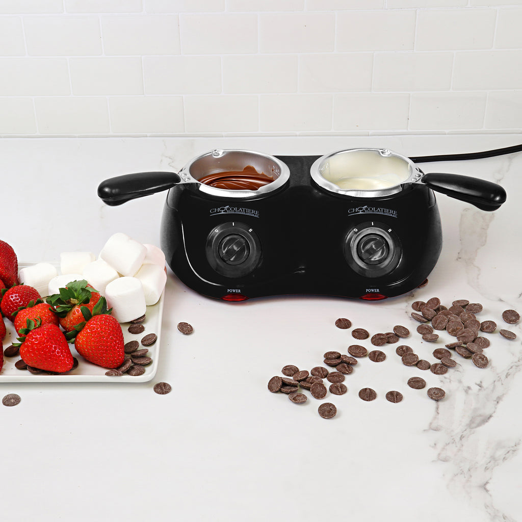 Total Chef Chocolatiere Dual Fondue Pot | Candy-Maker | Black