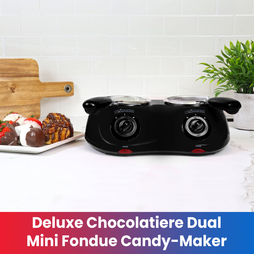 Total Chef Chocolatiere Dual Fondue Pot | Candy-Maker | Black