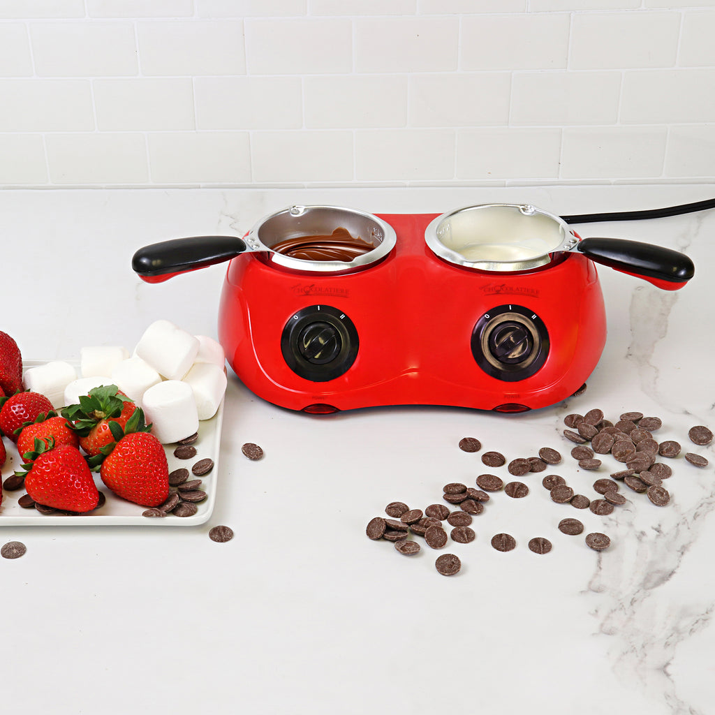 Total Chef Chocolatiere Dual Fondue Pot | Candy-Maker | Red